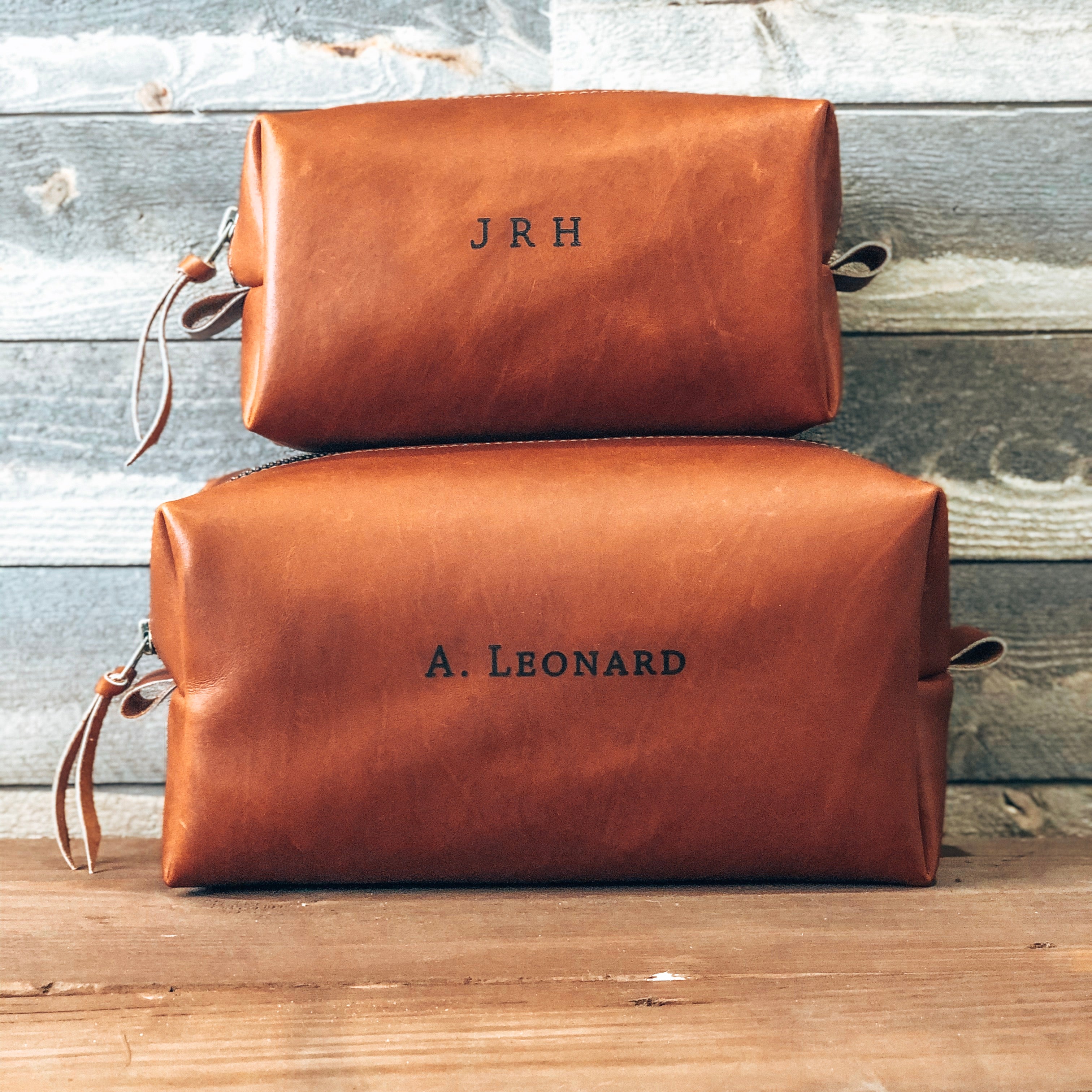 Personalized Leather Toiletry Bag - Dopp Kit – Iron and Grain Leather Co.